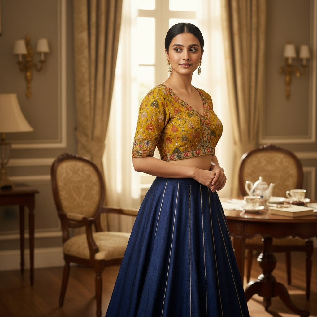 Vibrant Mustard Yellow Embroidered Blouse – Rangoli Mall Online
